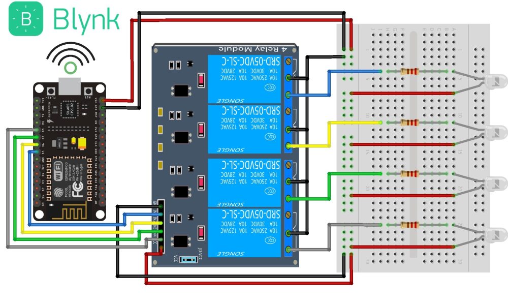 สอนการใช้งาน ควบคุมระบบไฟในอาคาร ผ่านบอร์ด ESP8266 กับ RELAY MODULE 5V 4 CHANNEL ด้วยแอพ BLYNK ...